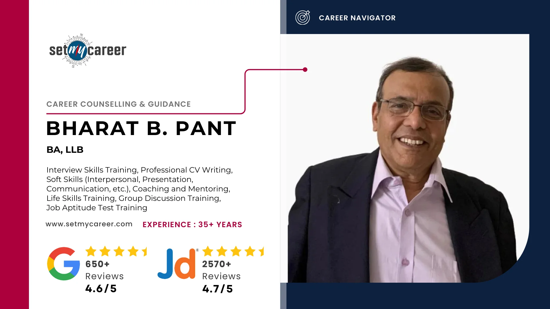 Bharat B. Pant - Senior Career Counsellor | BA, LLB