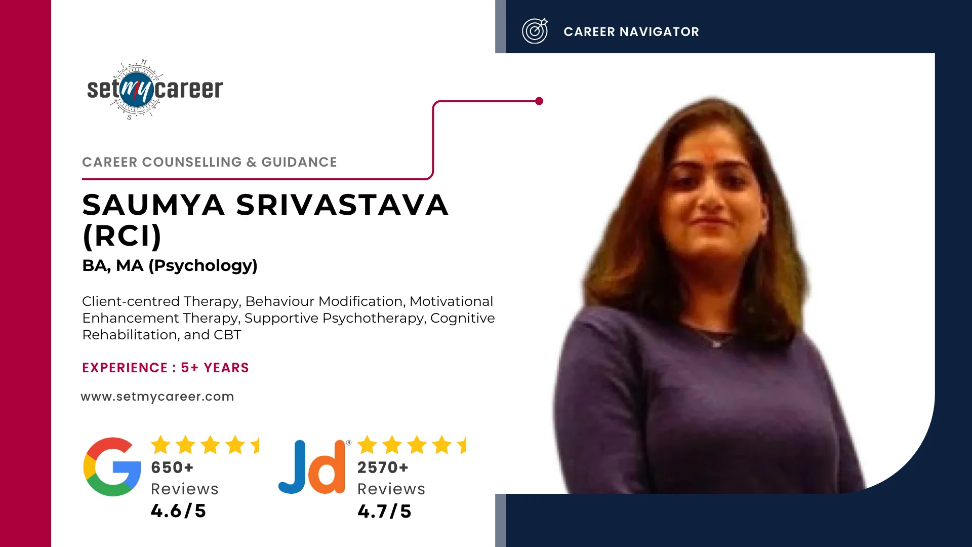 Saumya Srivastava - Career Navigator and Psychologist | BA Psychology, MA Psychology